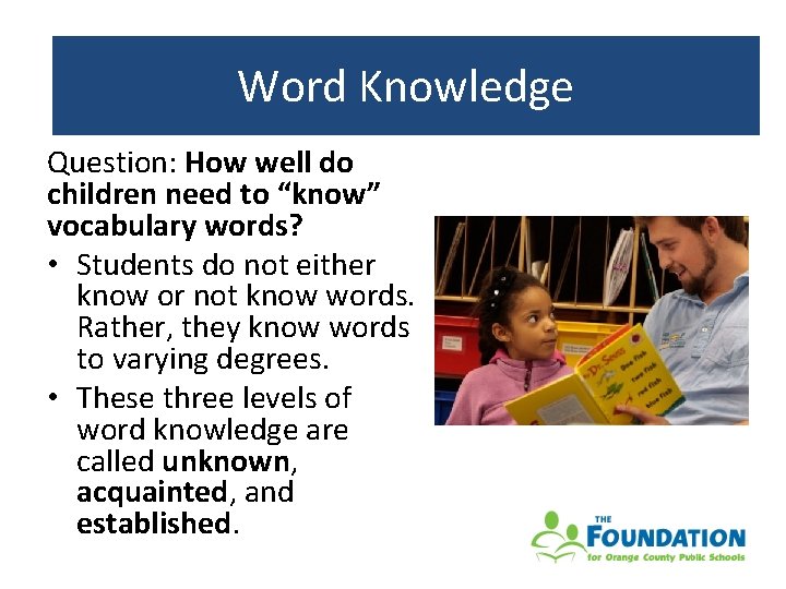 Vocabulary Acquisition for Young Children Research on Vocabulary