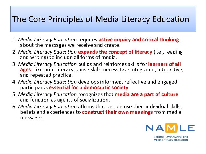 What is Media Literacy The ability to access