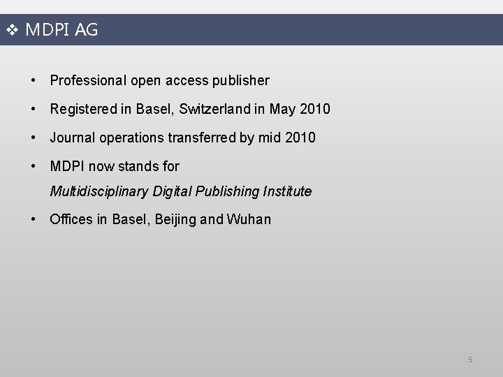 Meet OASPAs Members MDPI Dietrich Rordorf 5 th