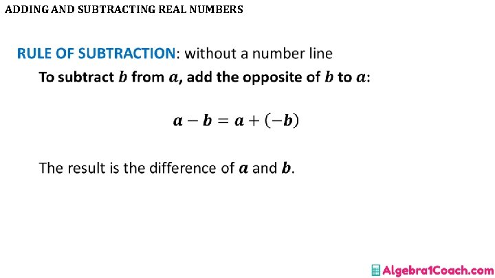 Adding and Subtracting Real Numbers Unit 1 Lesson