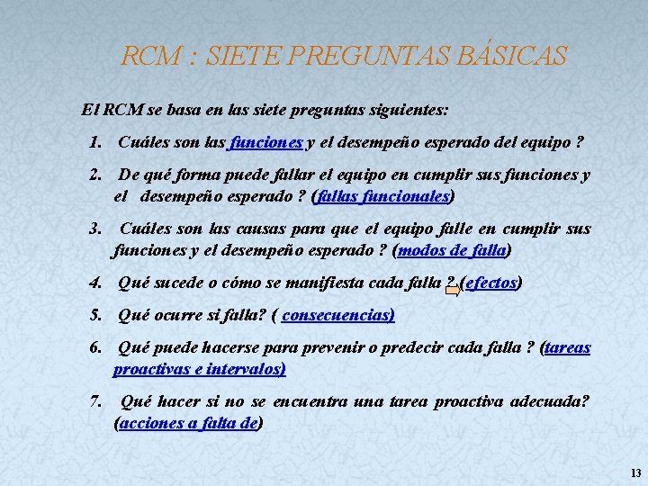 Introduccin al R C M Reliability Centered Maintenance