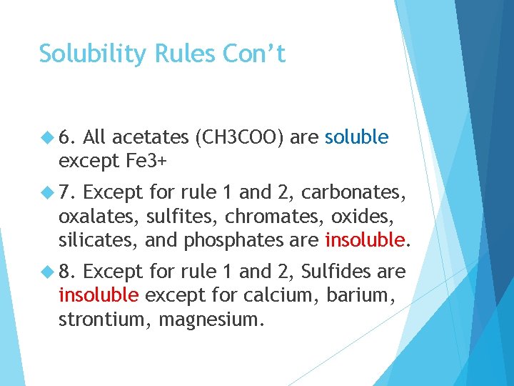 Solubility Rules and Precipitation Reactions Chapter 7 Reactions
