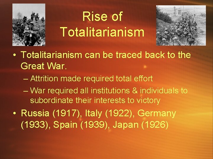 The Rise of Totalitarianism Joseph Stalin Benito Mussolini