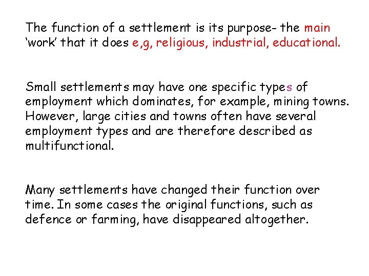 Settlement Site Size Function Urban morphology models of