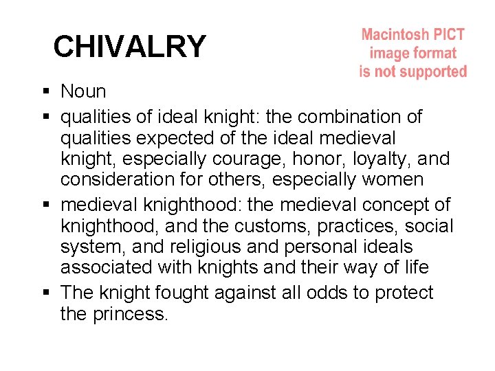 Vocabulary Words for The Castle in the Attic