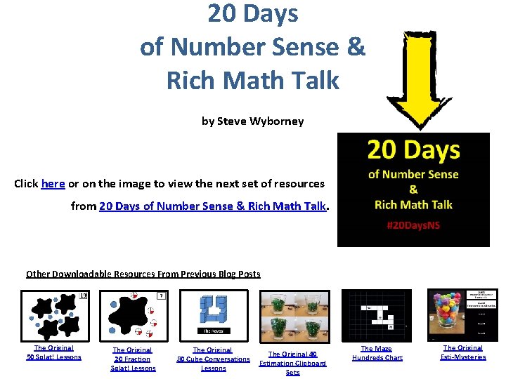 20 Days of Number Sense Rich Math Talk