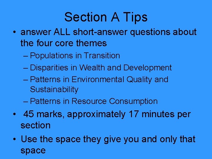 Review IB Geo Paper 1 IB Geography I