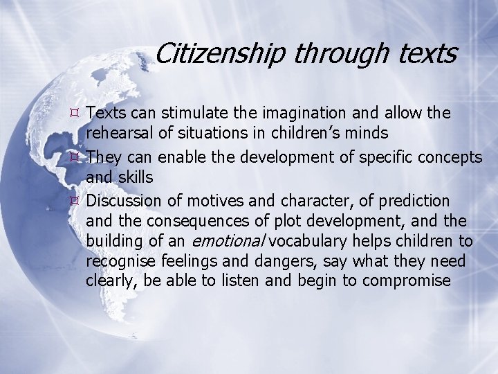 Global Citizenship in the Primary School EnglishEarly Years