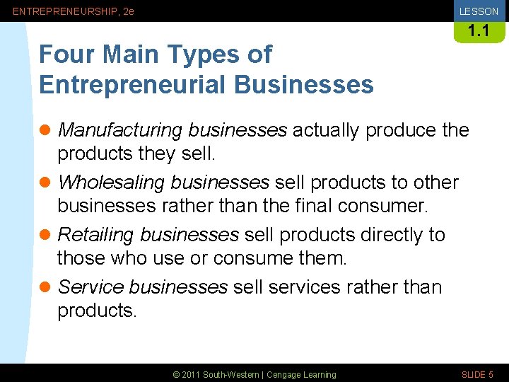 LESSON 1 1 ALL ABOUT ENTREPRENEURSHIP GOALS l