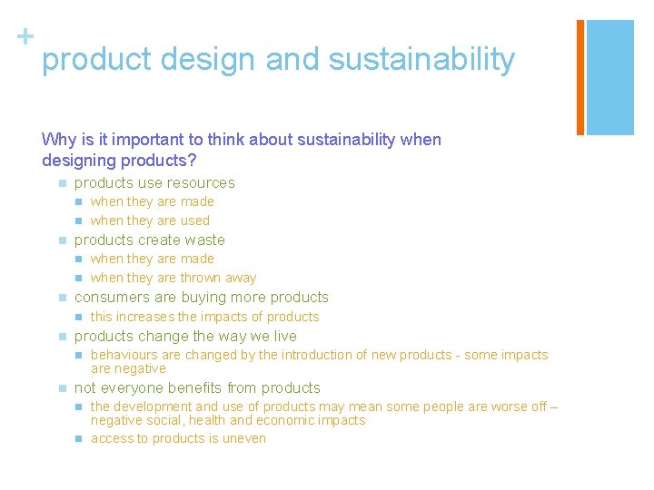 intro to sustainability in design Design and Technology