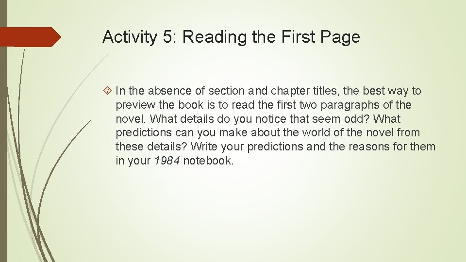 1984 by George Orwell Activity 1 Getting Ready