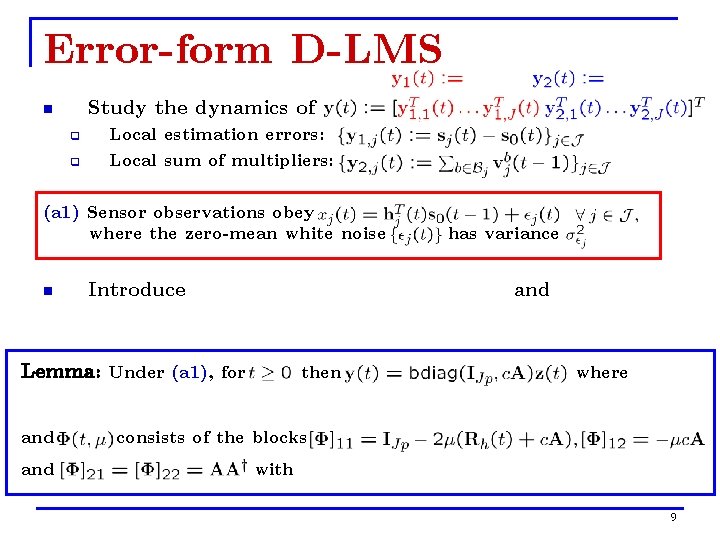 Closedform Mse Performance Of The Distributed Lms Algorithm