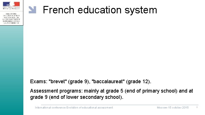 Education and Assessment in France Bruno Trosseille DEPP