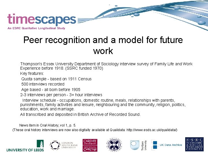 Oral History memory as evidence remembering as method