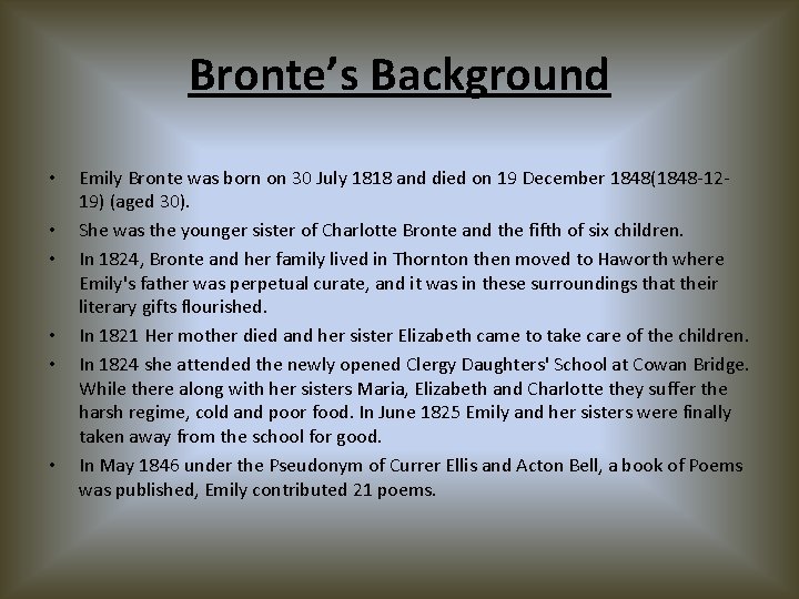 Cold In The Earth By Emily Bronte Cold