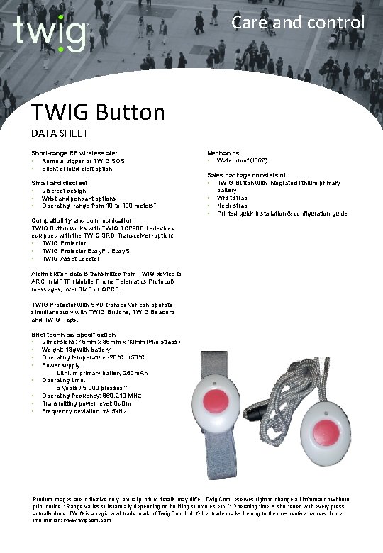 Care And Control Twig Button Wireless Personal Alarm