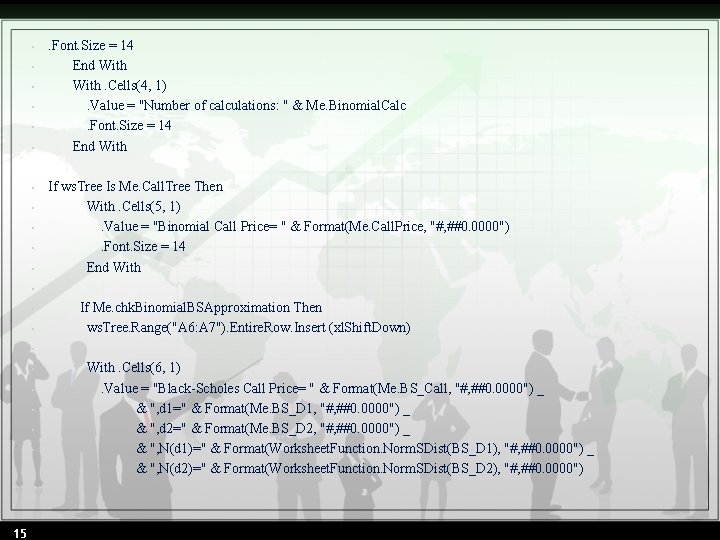 Appendix 18 A Excel VBA Code Binomial Option