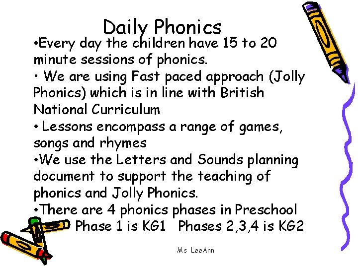 Teaching and Learning Phonics at Cambridge Preschool Sudan