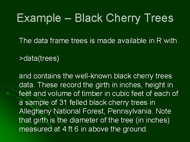 Example Black Cherry Trees Example Black Cherry Trees