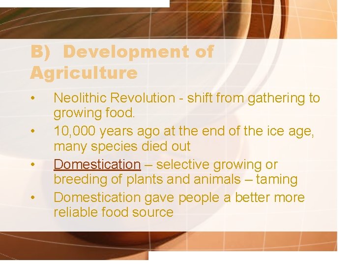 World History Chapter 1 II The Beginning of