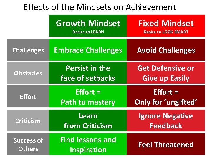 The Learning Brain Growth Mindset and Effective Effort
