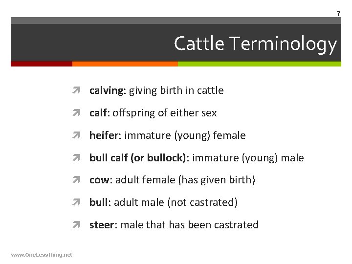 Livestock Terminology Basic Animal Industry AFNRBAS9 Define major