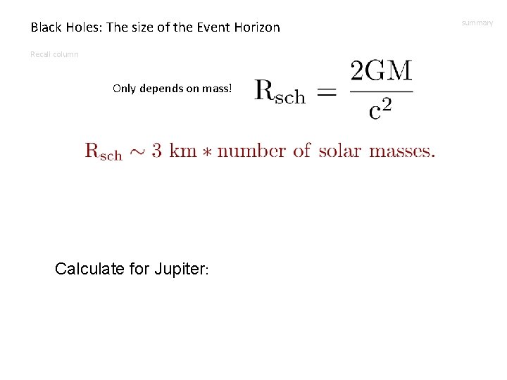 Lecture 25 Black Holes Comet Siding Spring Mars