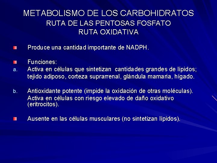 METABOLISMO DE LOS CARBOHIDRATOS RUTA DE LAS PENTOSAS