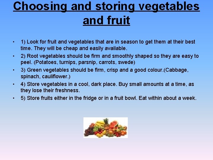 Fruit and Vegetables Importance in the diet Fruits