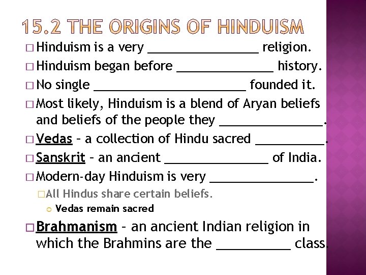 LEARNING ABOUT HINDU BELIEFS CHAPTER 15 HISTORY ALIVE