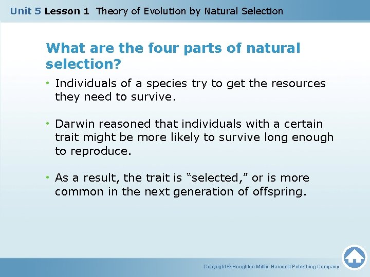 Unit 5 Lesson 1 Theory of Evolution by