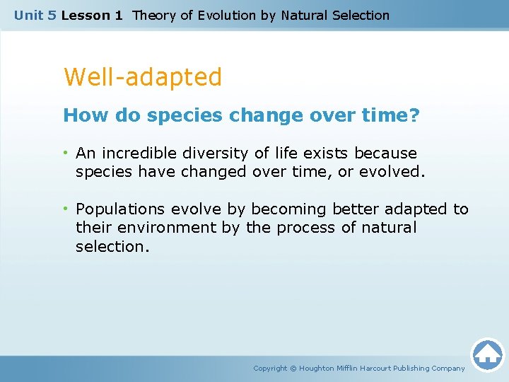 Unit 5 Lesson 1 Theory of Evolution by