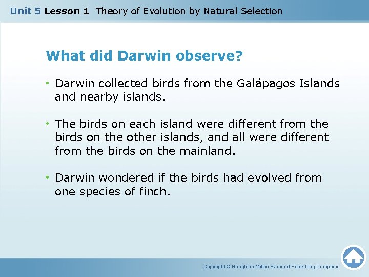 Unit 5 Lesson 1 Theory of Evolution by