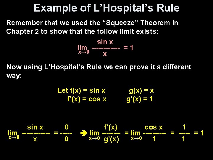 Lesson 4 4 LHospitals Rule Quiz Homework Problem