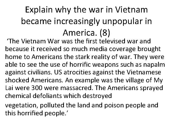 Vietnam WARNING Remember these answers are not full