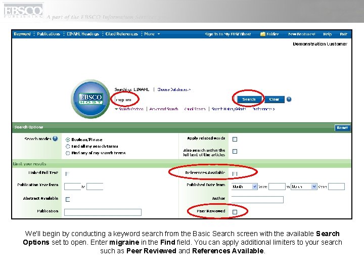 CINAHL Basic and Advanced Searching Tutorial support ebsco