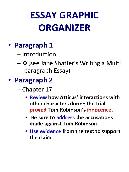 TO KILL A MOCKINGBIRD ESSAY WRITING Review Chapter