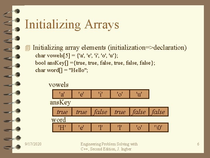 Engineering Problem Solving with C Etter Chapter 6