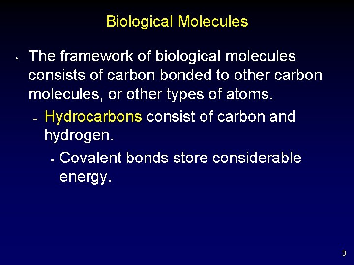 The Chemical Building Blocks of Life Chapter 3