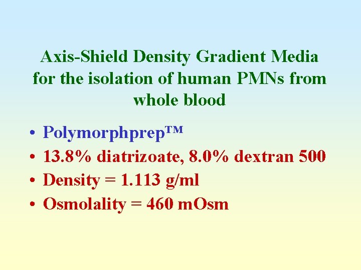 Purification of cells from human peripheral blood Mononuclear