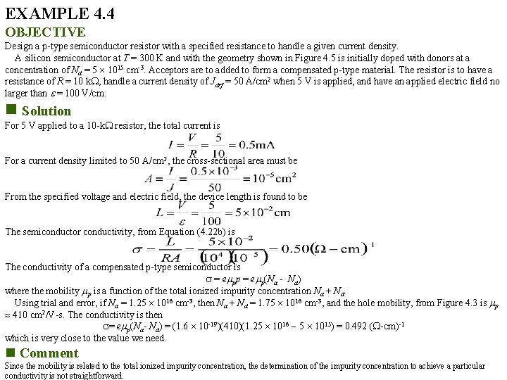 EXAMPLE 4 1 OBJECTIVE Calculate the drift current