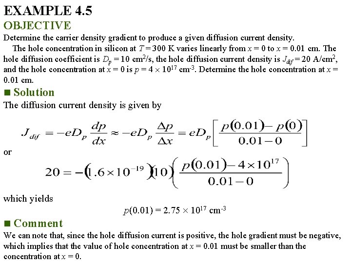 EXAMPLE 4 1 OBJECTIVE Calculate the drift current