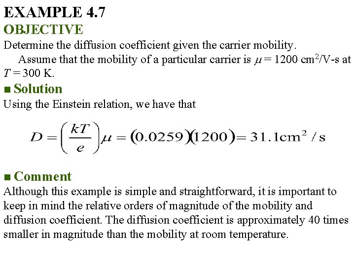 EXAMPLE 4 1 OBJECTIVE Calculate the drift current