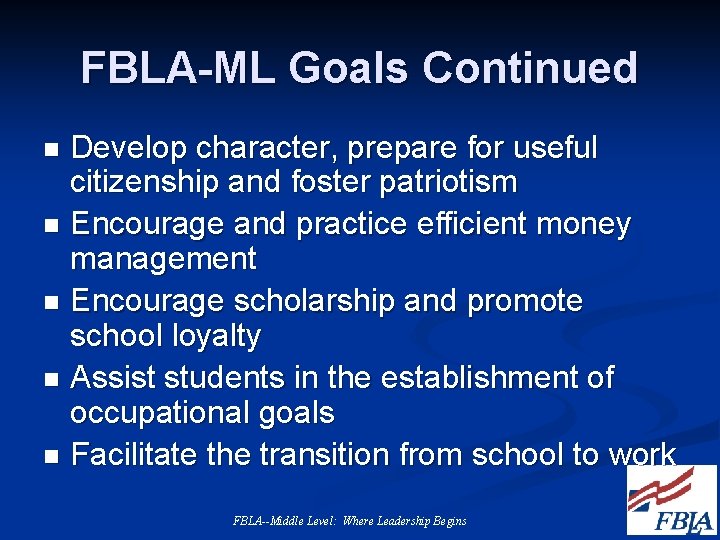 Future Business Leaders of AmericaMiddle Level Where Leadership