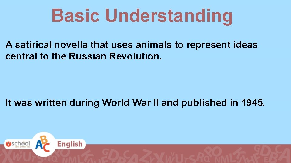 Lesson Topic Novel Animal Farm by George Orwell