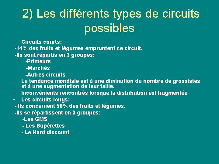 Le circuit de distribution des fruits et lgumes