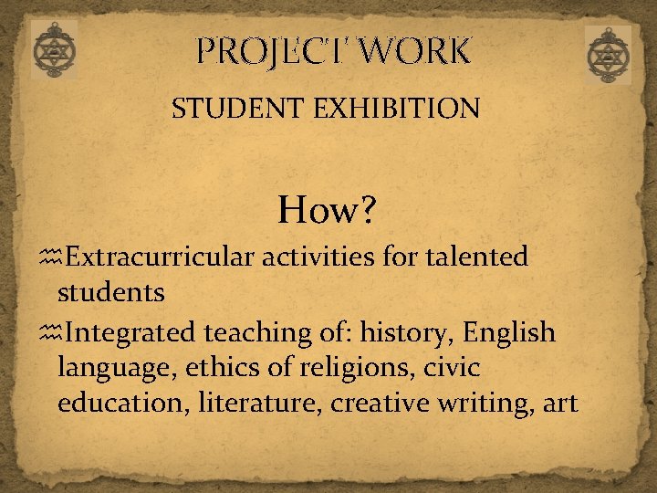 PROJECT WORK STUDENT EXHIBITION My towns Jewish history