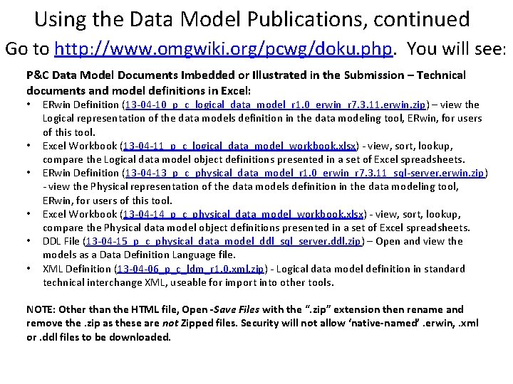 OMG PC Data Model Publication How to Access