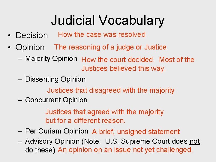 Unit IV The Judicial Branch The United States