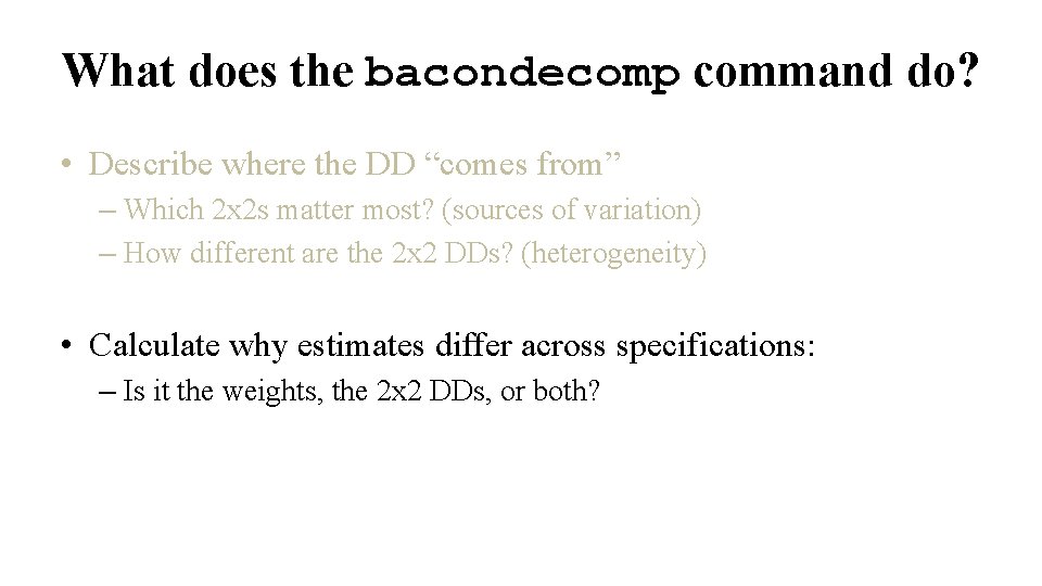 Bacon decomposition for understanding differencesindifferences with variation in